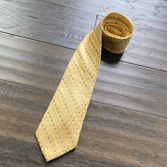 Club Room | Accessories | Club Room 0 Silk Geometric Print Yellow Tie ...